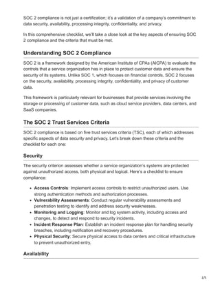 Ensuring SOC 2 Compliance A Comp Checklist.pdf | Information and ...