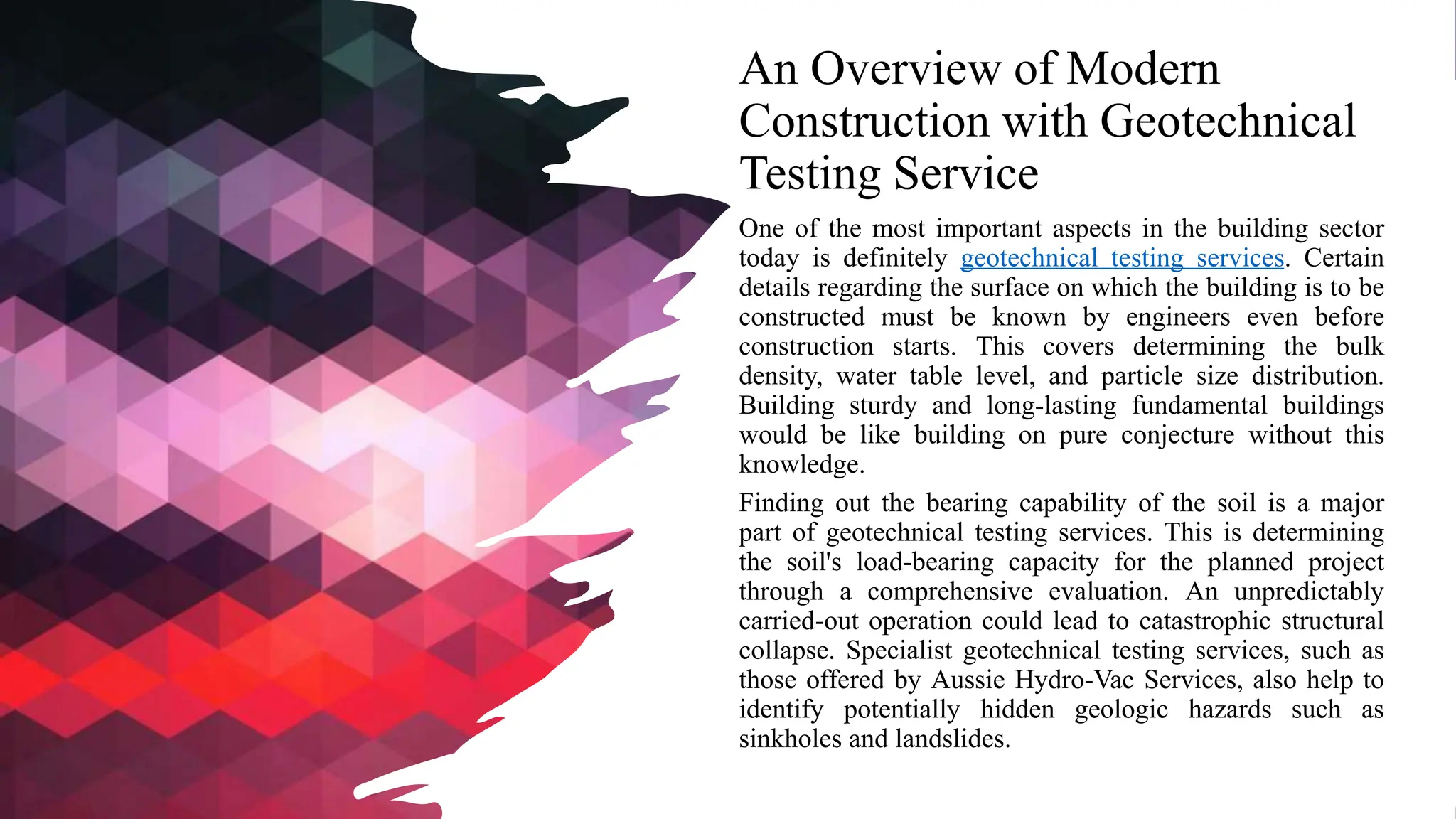 Ensuring Structural Integrity With Geotechnical Testing Service And Cctv Drain Inspection Ppt