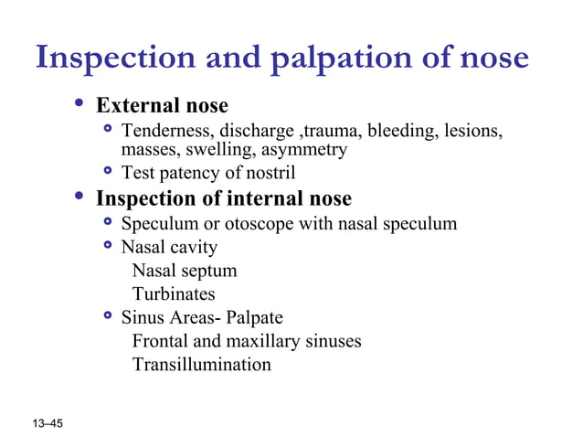 ENT assessment | PPT | Ear, Nose and Throat Conditions | Diseases and ...