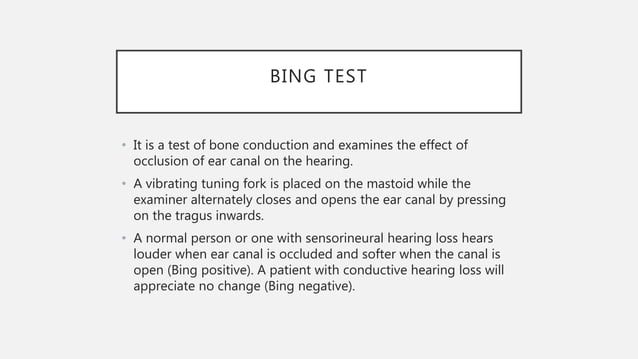 Tuning fork tests - ENT | PPTX | Ear, Nose and Throat Conditions ...
