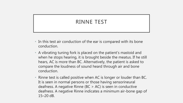 Tuning fork tests - ENT | PPTX | Ear, Nose and Throat Conditions ...