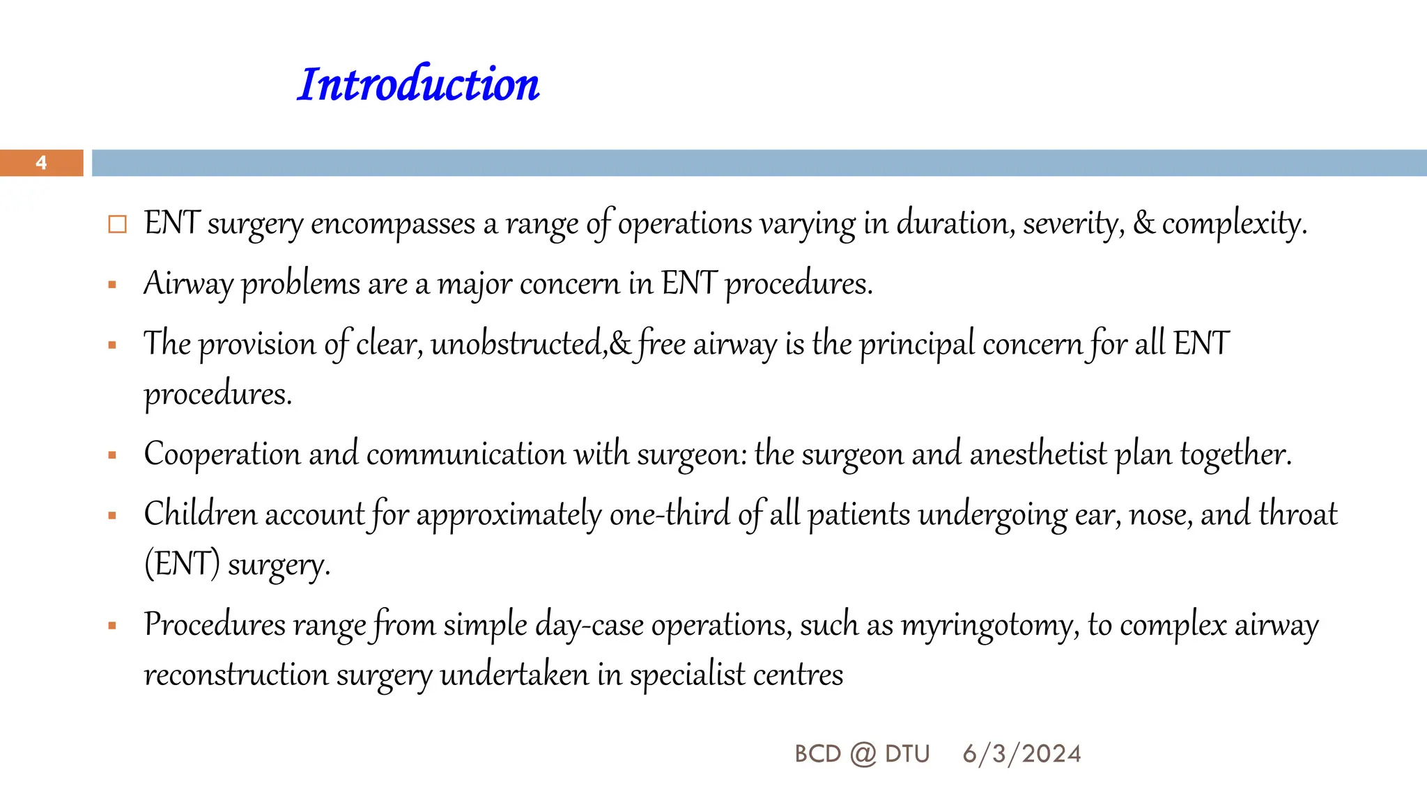 Preoperative anesthesia consideration for ENT.pptx | Ear, Nose and Throat Conditions | Diseases ...