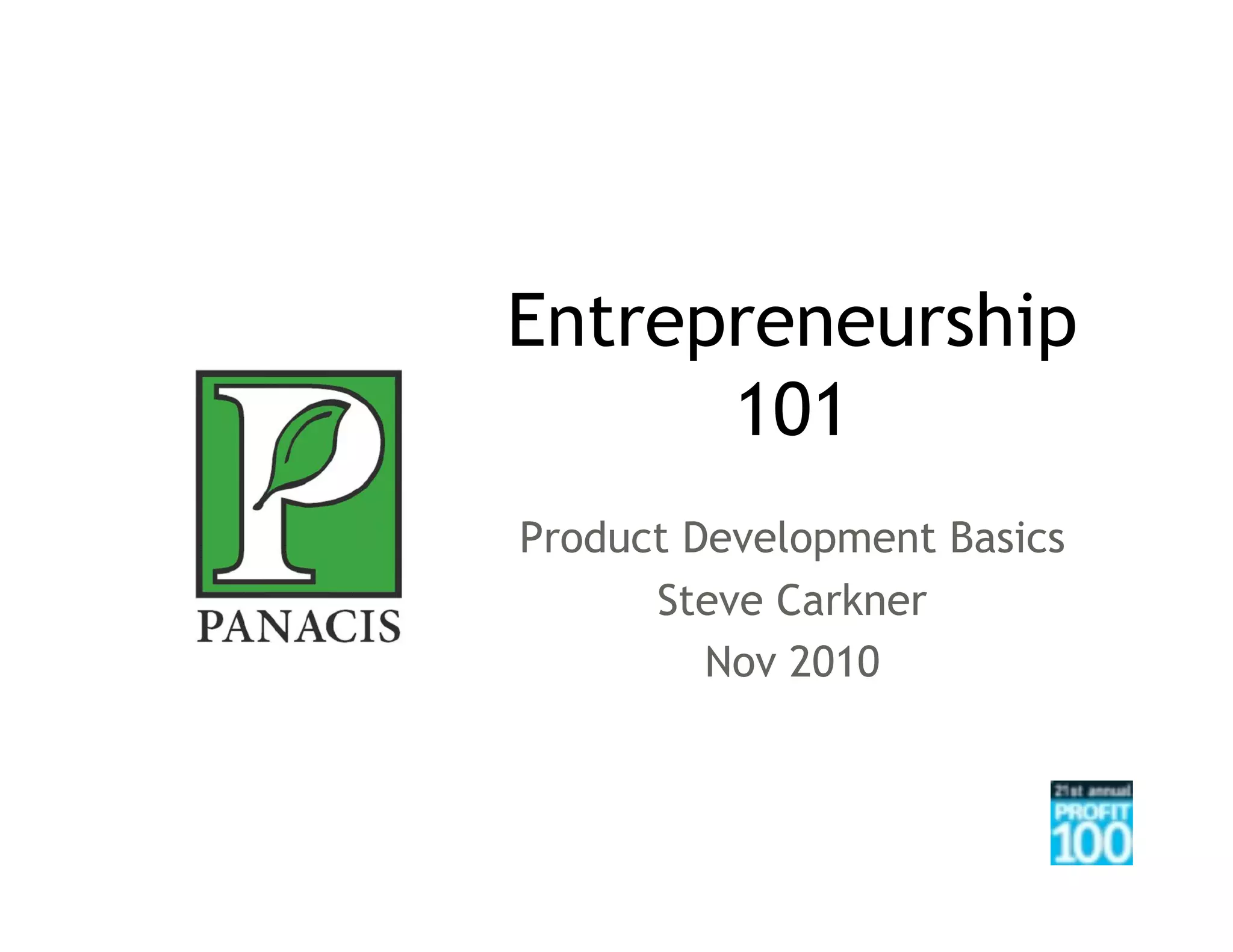 Entrepreneurship 101 - Product Development | PDF