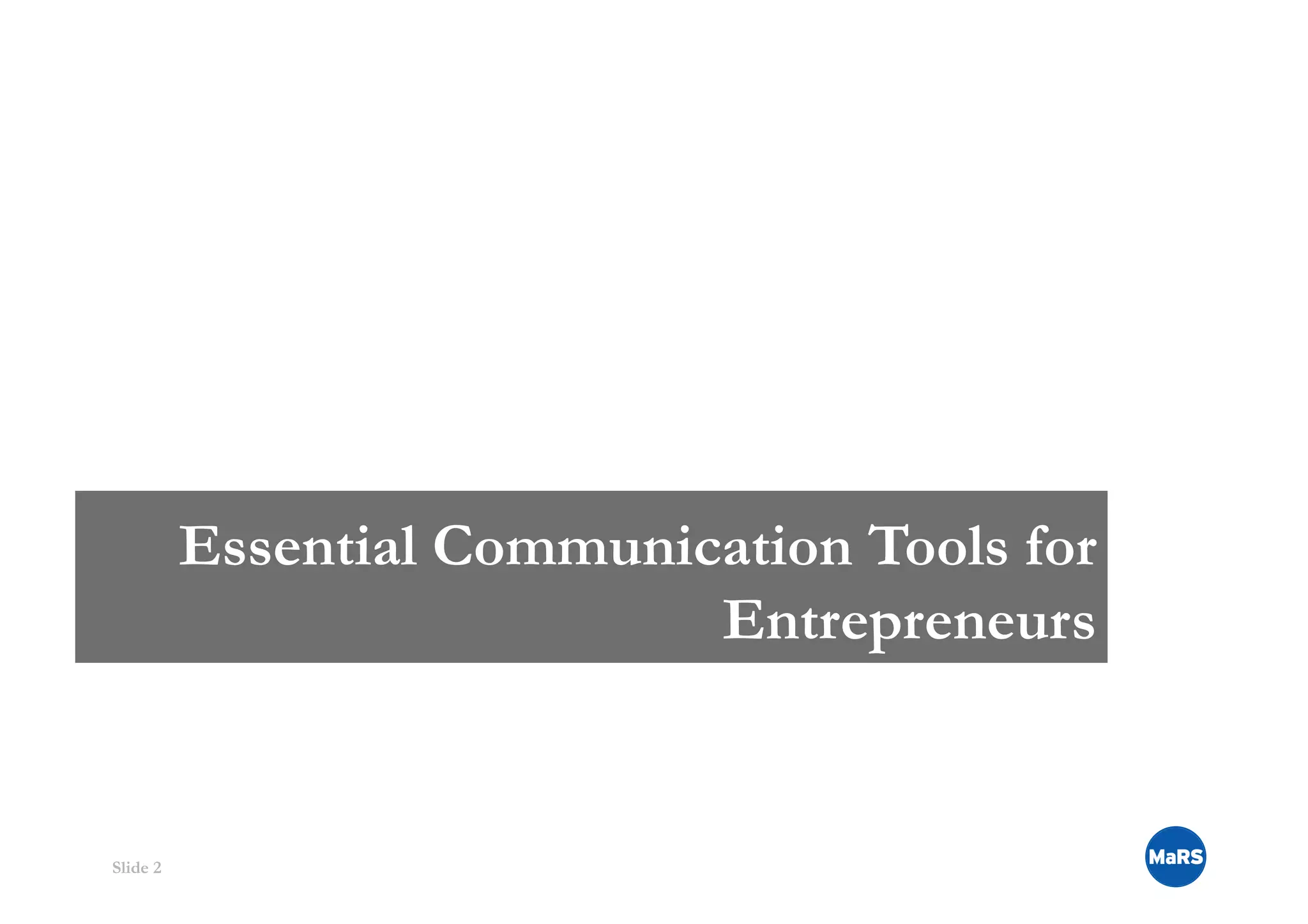 Essential Communication Tools for Entrepreneurs | PDF