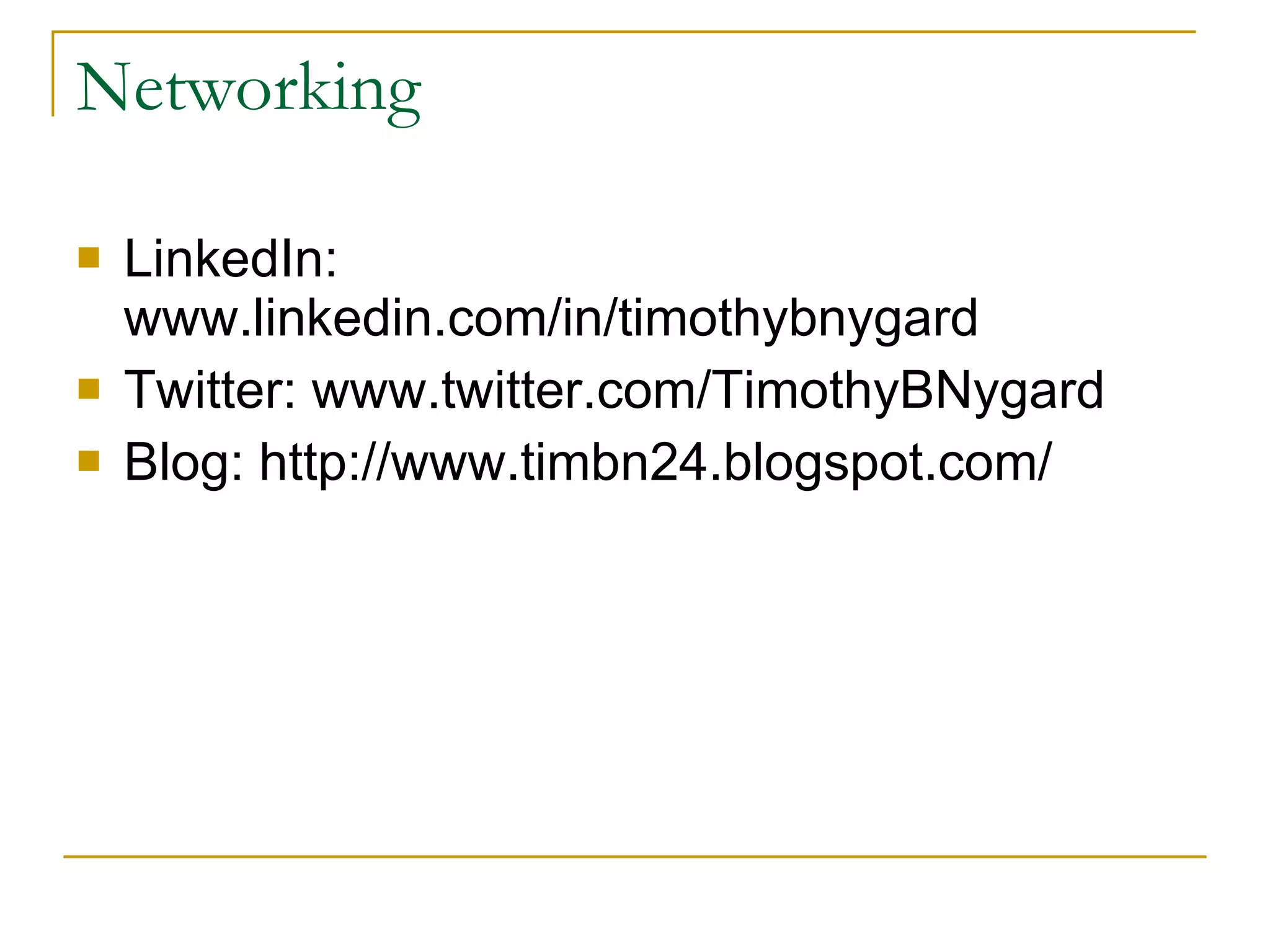 Tim Nygard Visual Resume | PPT