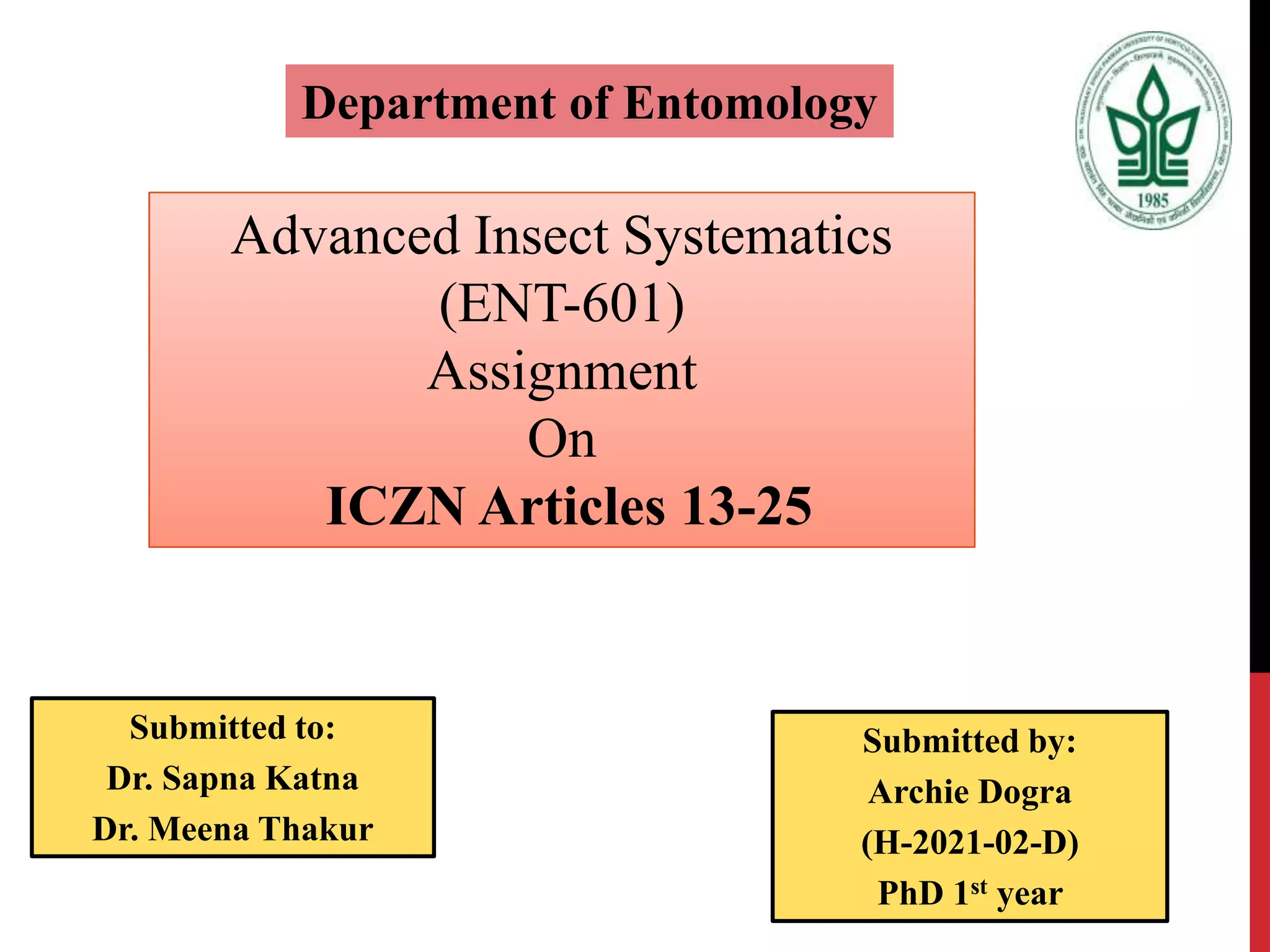 ENT 601 ICZN Articles (13-25) Archie.pptx