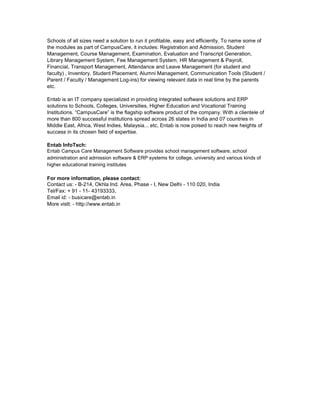 Entab launches campus care | PDF | College Education | Education
