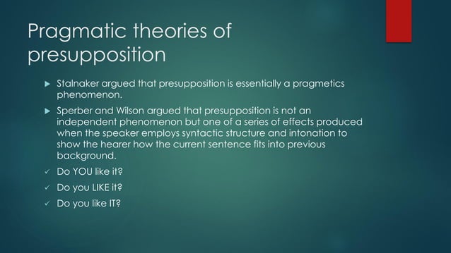 Entailment and presupposition semantics and pragmatics | PDF