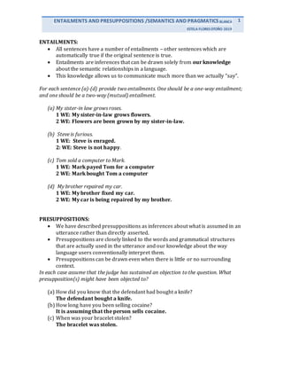 Entailments presupposition activities | DOCX