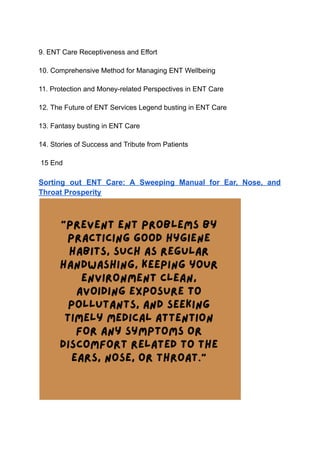 ENT care.pdf | Ear, Nose and Throat Conditions | Diseases and Conditions
