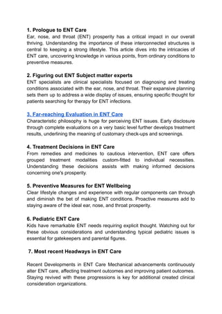 ENT care.pdf | Ear, Nose and Throat Conditions | Diseases and Conditions