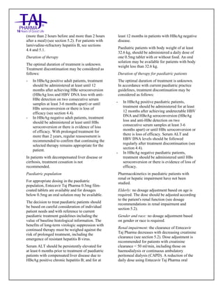 Entecavir Tablet USP Taj Pharma SmPC | PDF