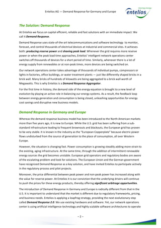 Entelios AG - Demand Response for Germany and Europe | PDF