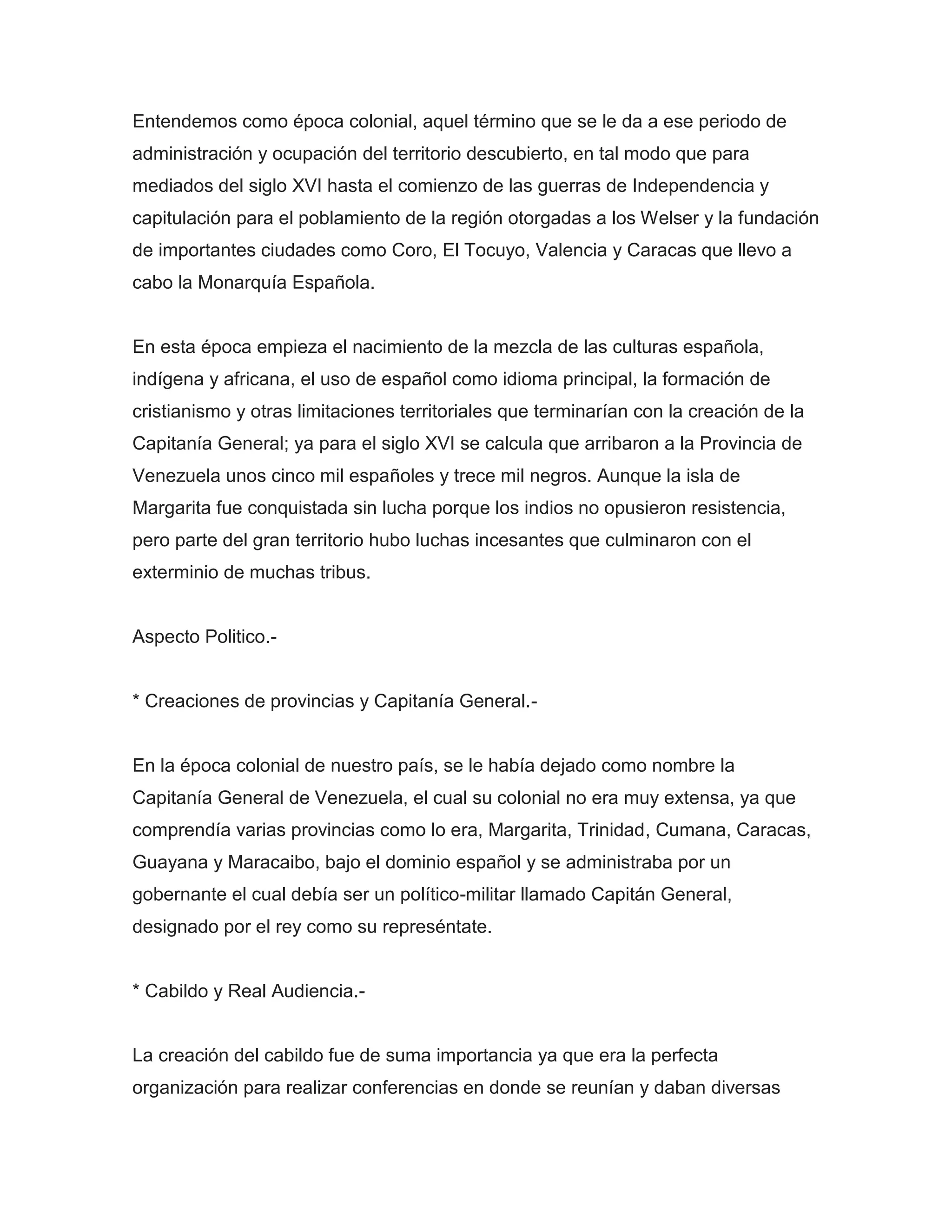 Entendemos como época colonial | DOCX