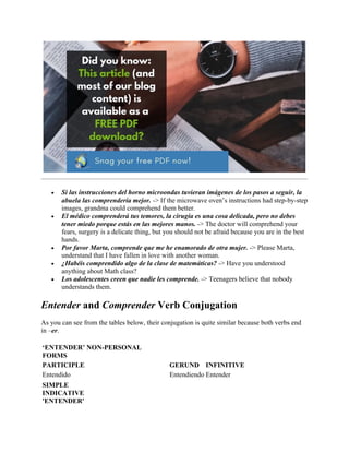 Entender vs Comprender | PDF