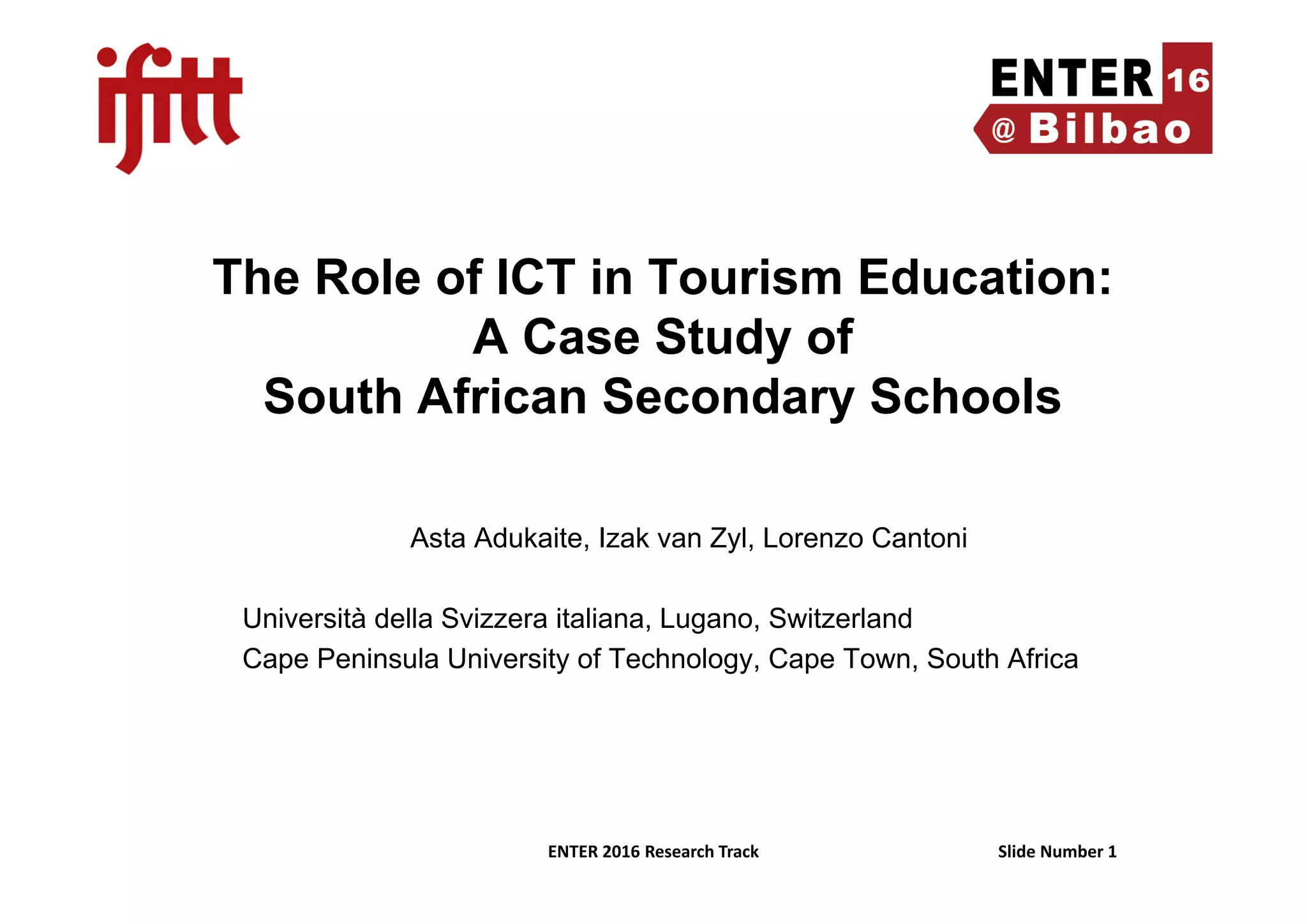 The role of ICT in tourism education: a case study of South African ...