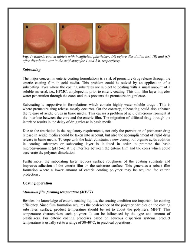 Enteric coating of pharmaceutical products | DOCX