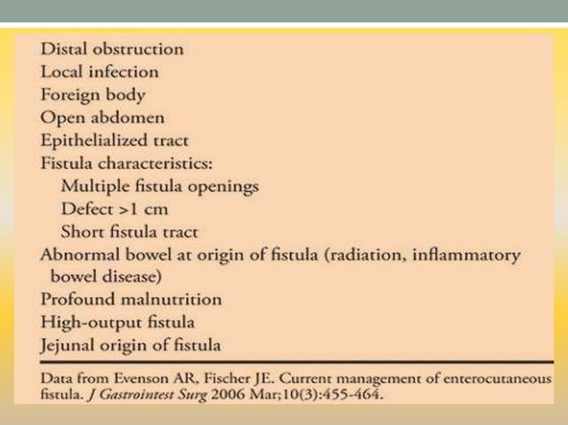 Enteric fistulas | PPTX | Digestive Disorders | Diseases and Conditions