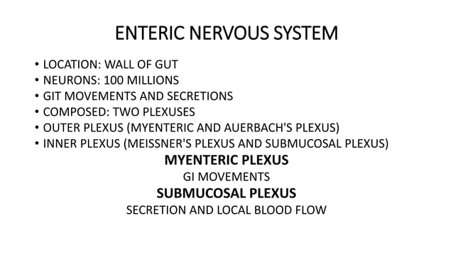 Enteric nervous system | PPTX | Digestive Disorders | Diseases and ...