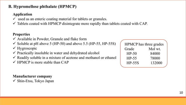 Enteric Coating Polymers - SlideShare | PPTX | Skin Care | Beauty