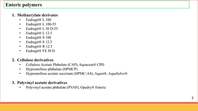 Enteric Coating Polymers - SlideShare | PPTX | Skin Care | Beauty