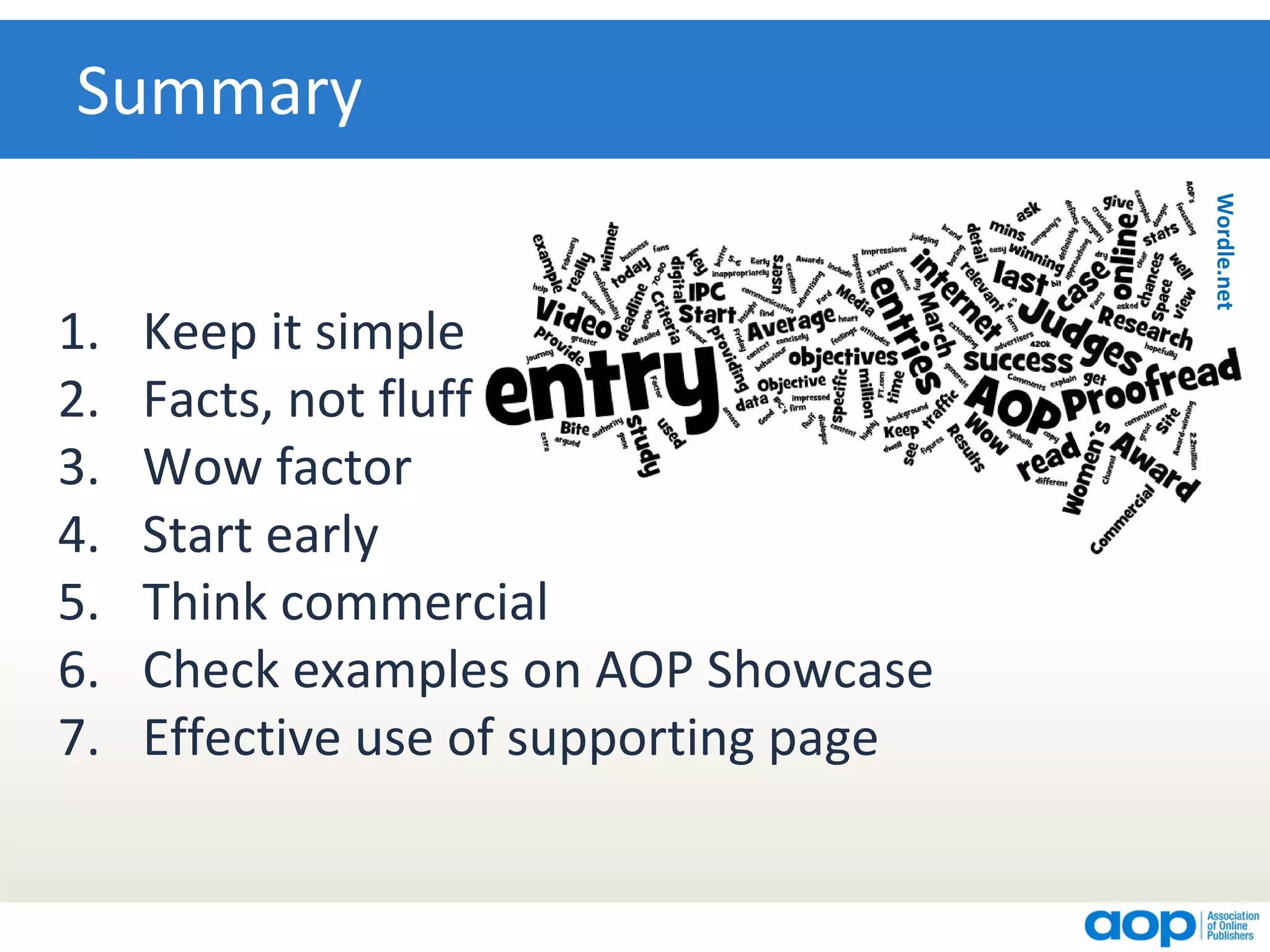 AOP Awards - 5 Tips on Writing a Winning Entry | PPT