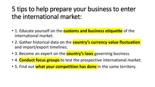 Entering foreign markets - Main strategies (International Marketing) | PPTX