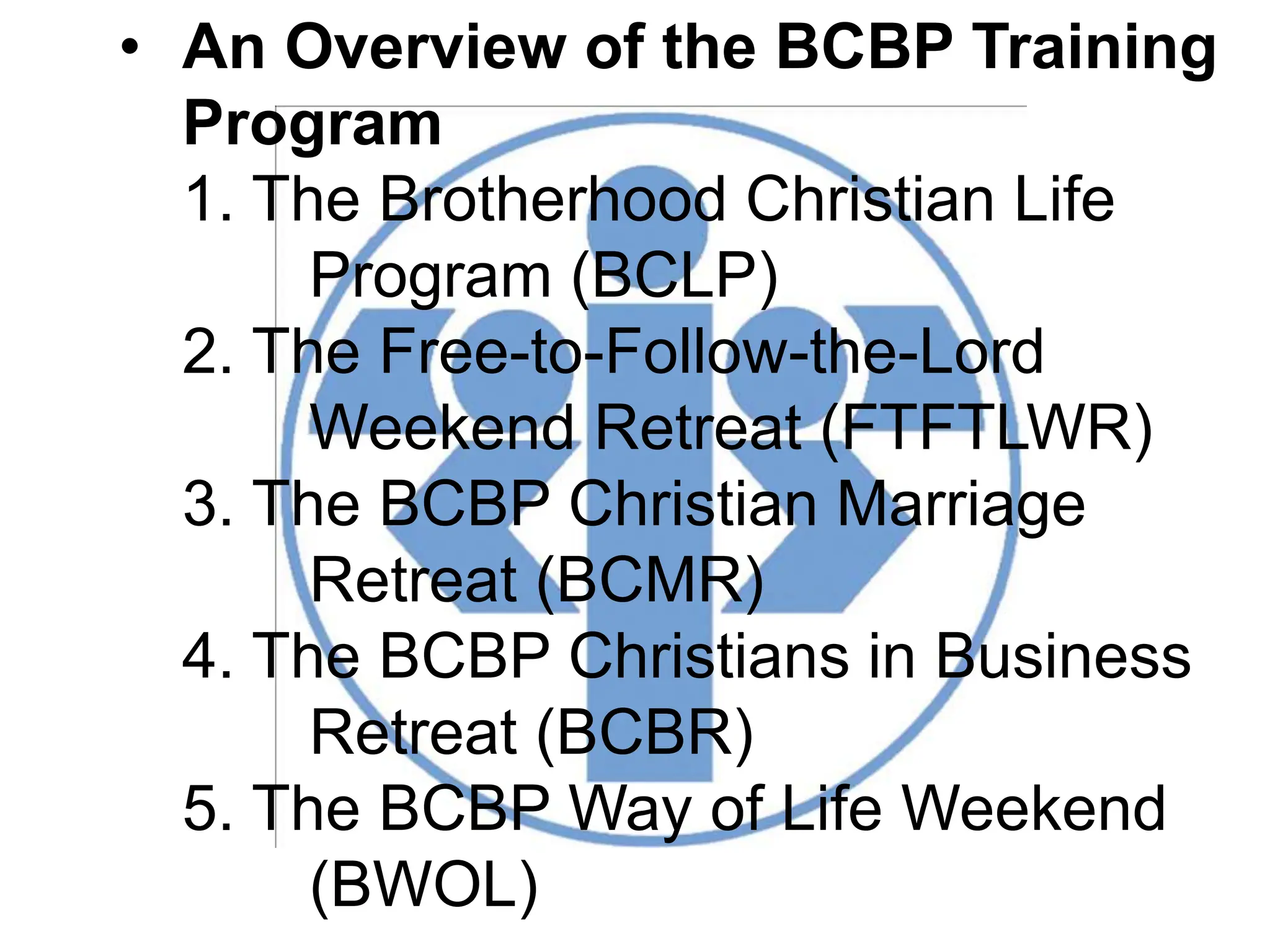 BCBP Entering the Formation Program Talk | PPT