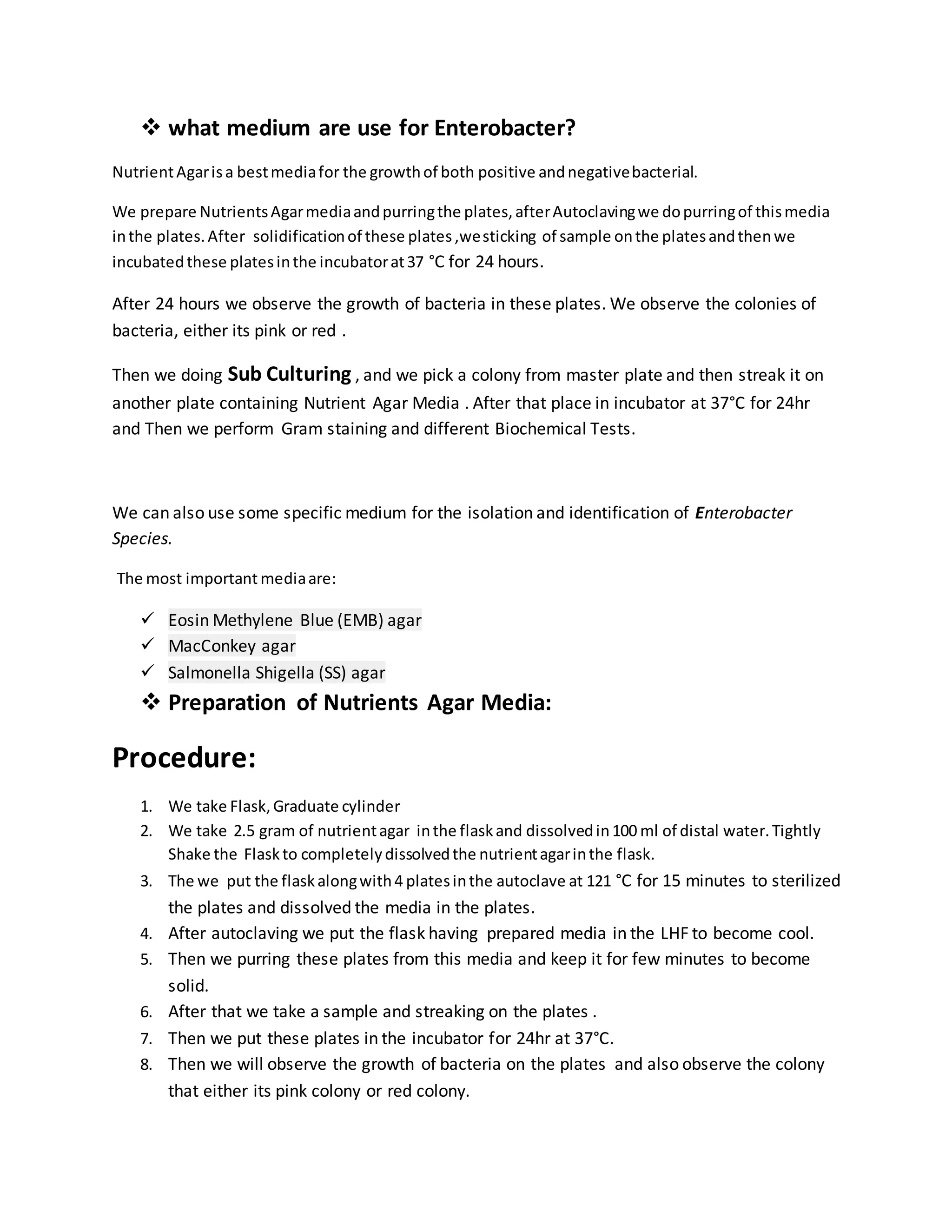 Enterobacteriaceae , Enterobacter and their Biochemical Test | DOCX