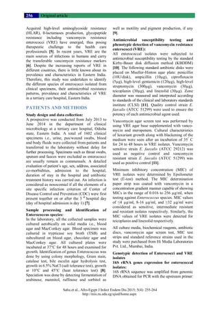 Enterococcal infectionsresistance and antimicrobial in a tertiary care ...