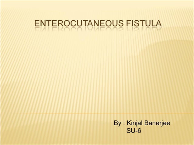 Enterocutaneous fistulas ppt | PPT | First Aid | Injuries