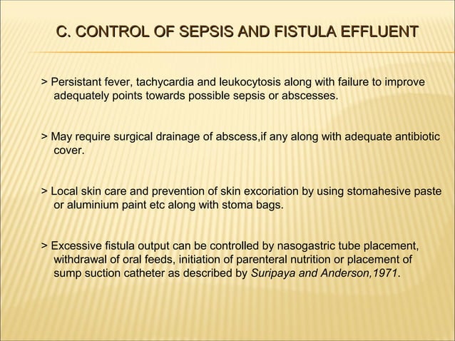 Enterocutaneous fistulas ppt | PPT | First Aid | Injuries