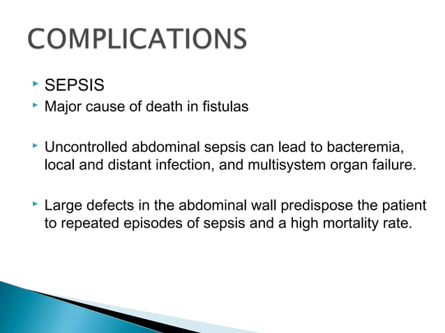 Entero cutaneous fistula | PPT | First Aid | Injuries
