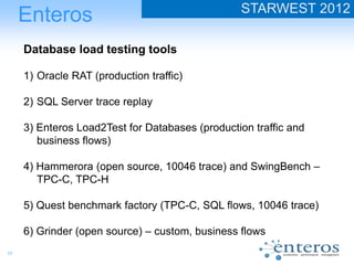 Enteros StarWest 2012 - Database load testing | PDF