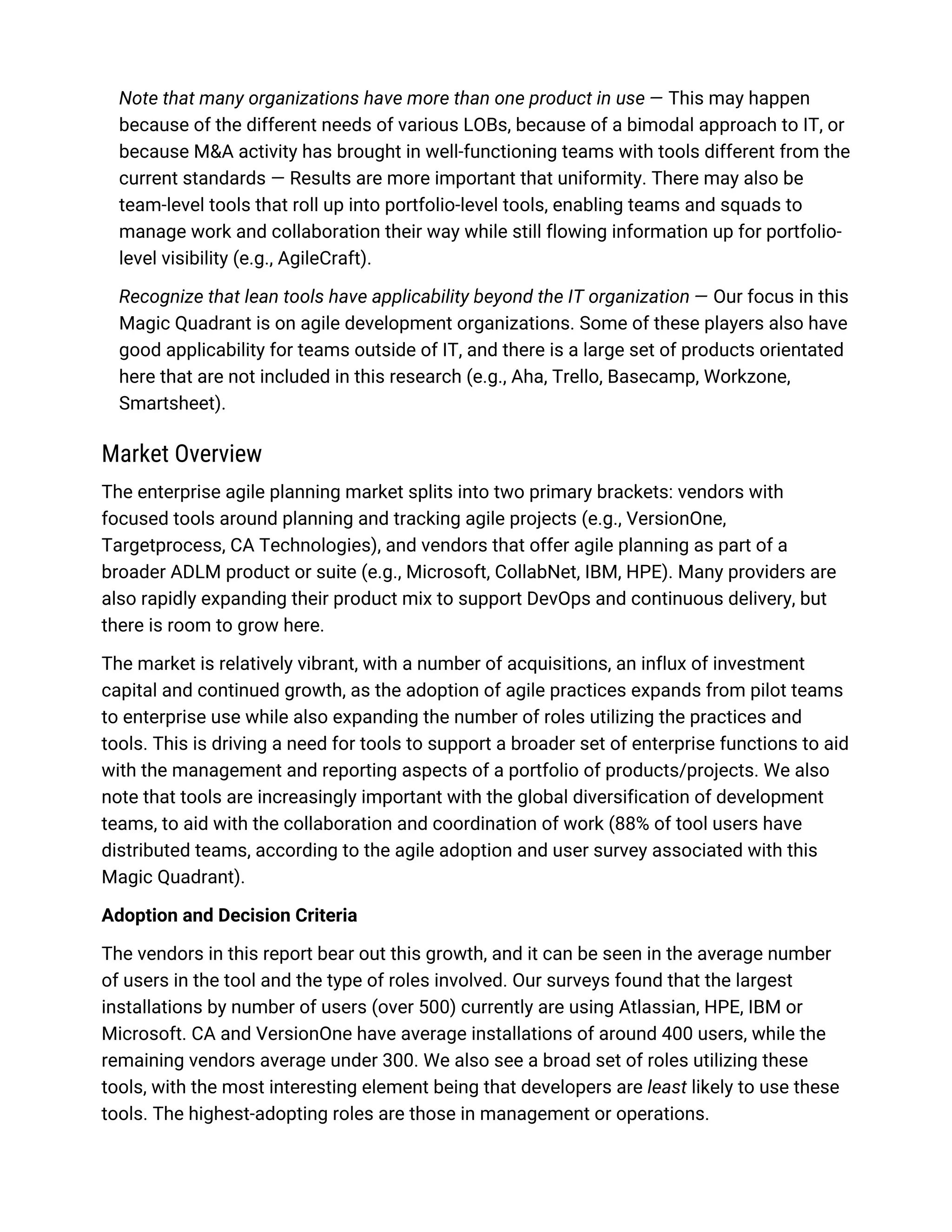 Magic Quadrant for Enterprise Agile Planning Tools Published: 27 April ...