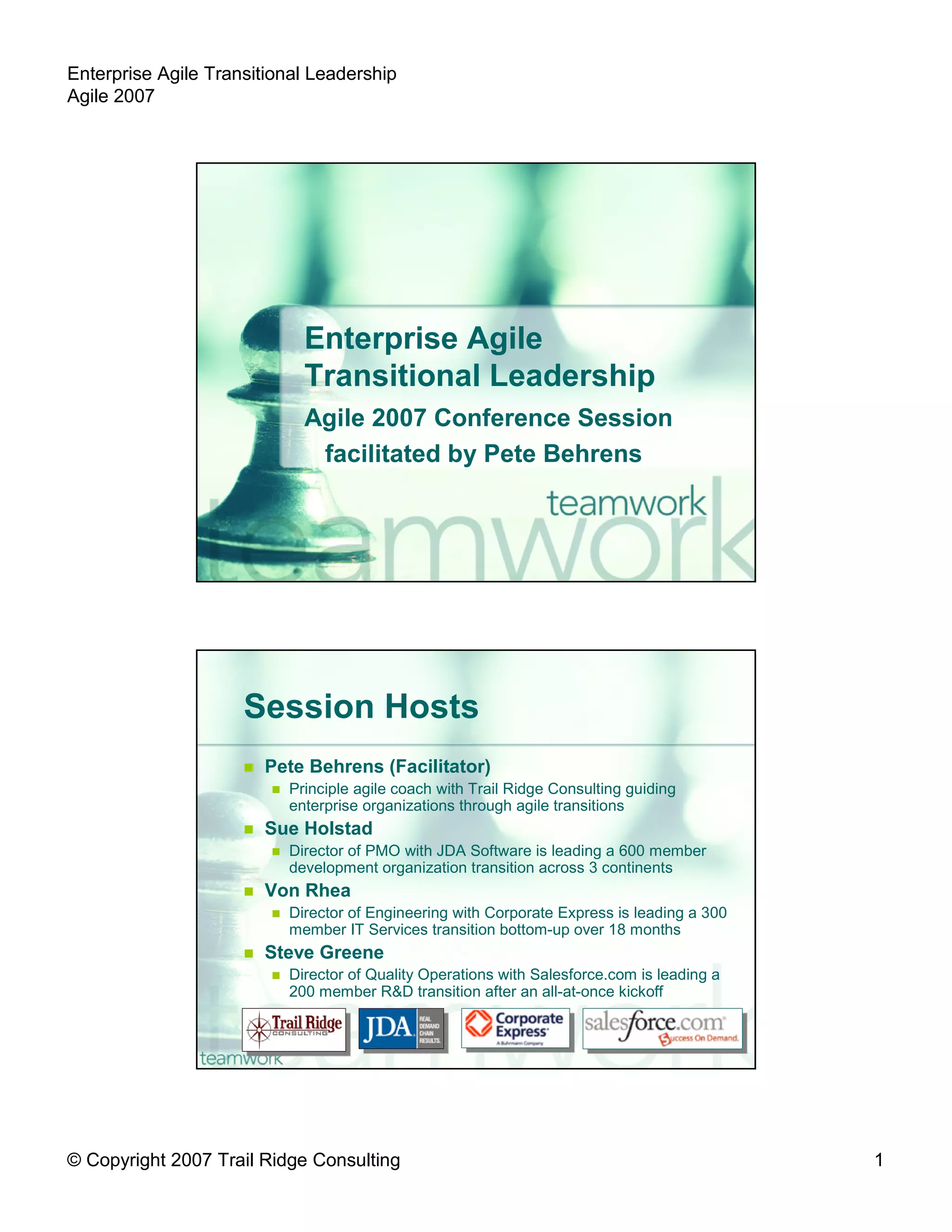 Enterprise Agile Transitional Leadership | PPT