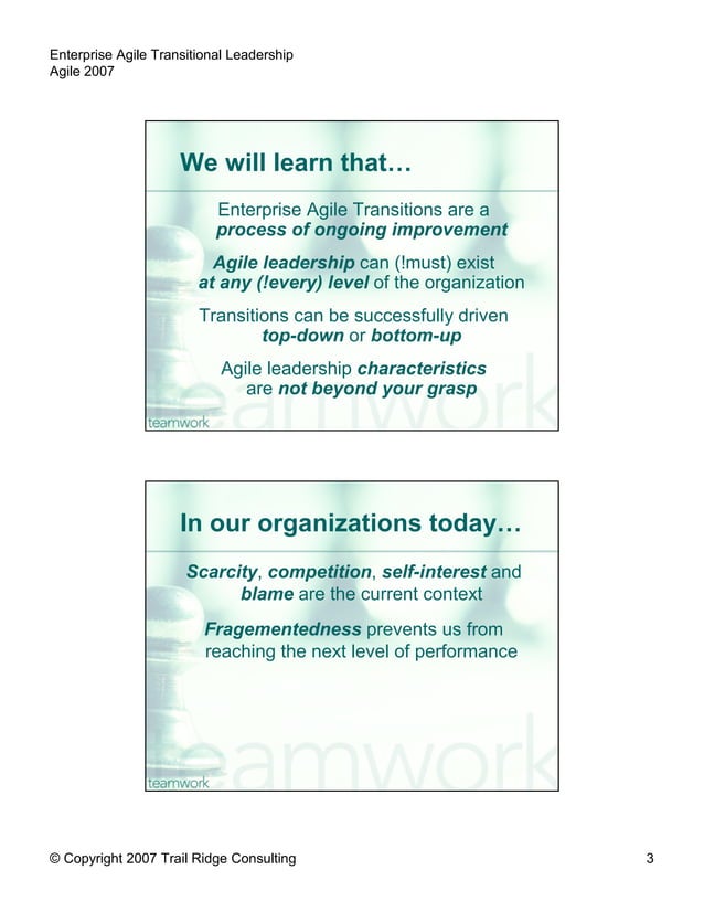 Enterprise Agile Transitional Leadership | PDF