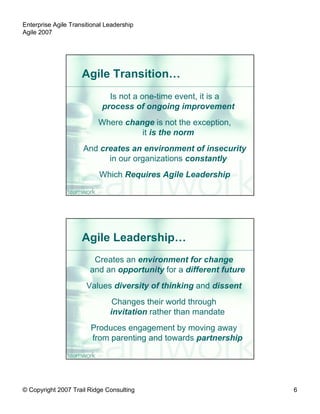 Enterprise Agile Transitional Leadership | PDF
