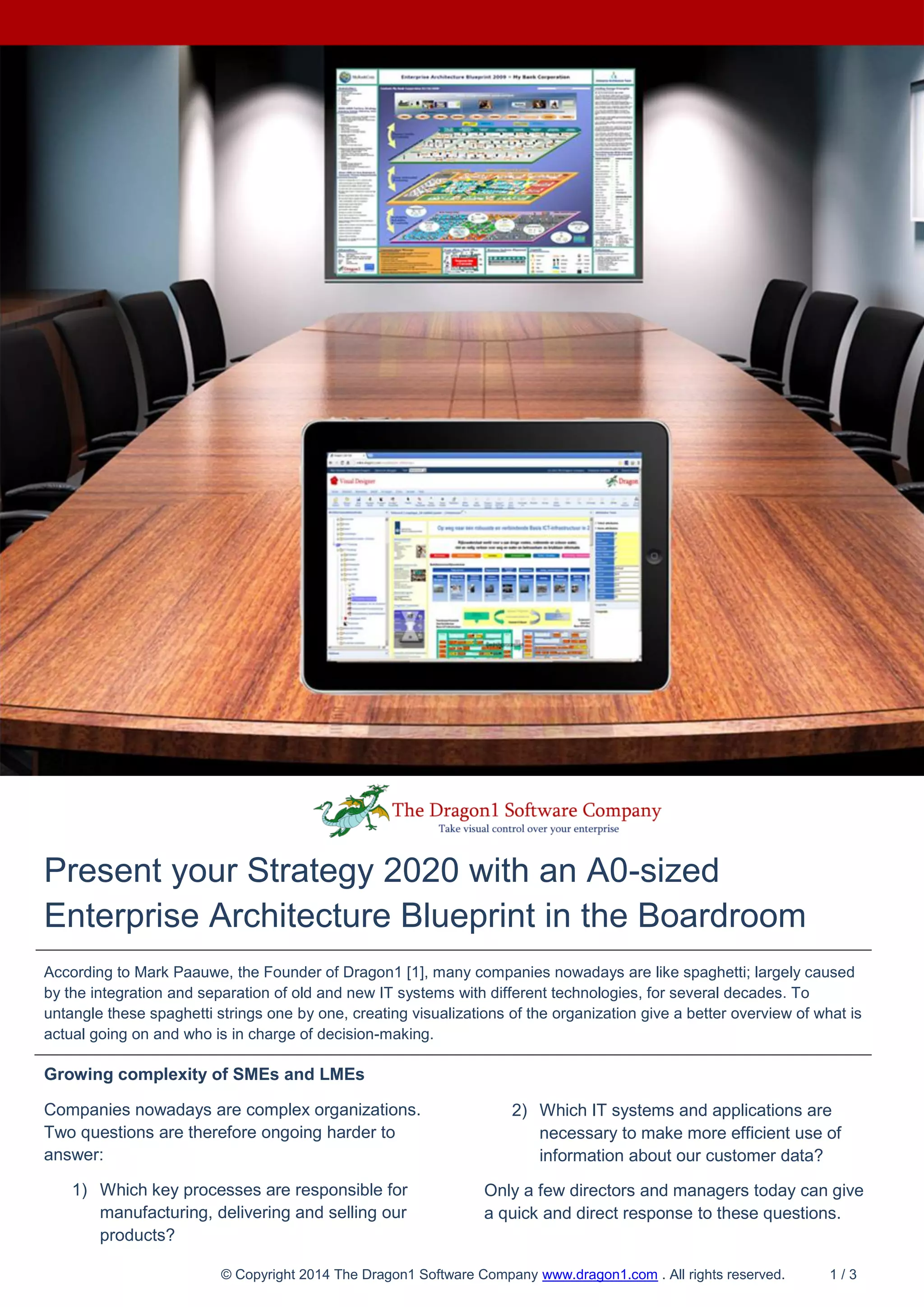 Enterprise Architecture in the Boardroom with Dragon1 | PDF