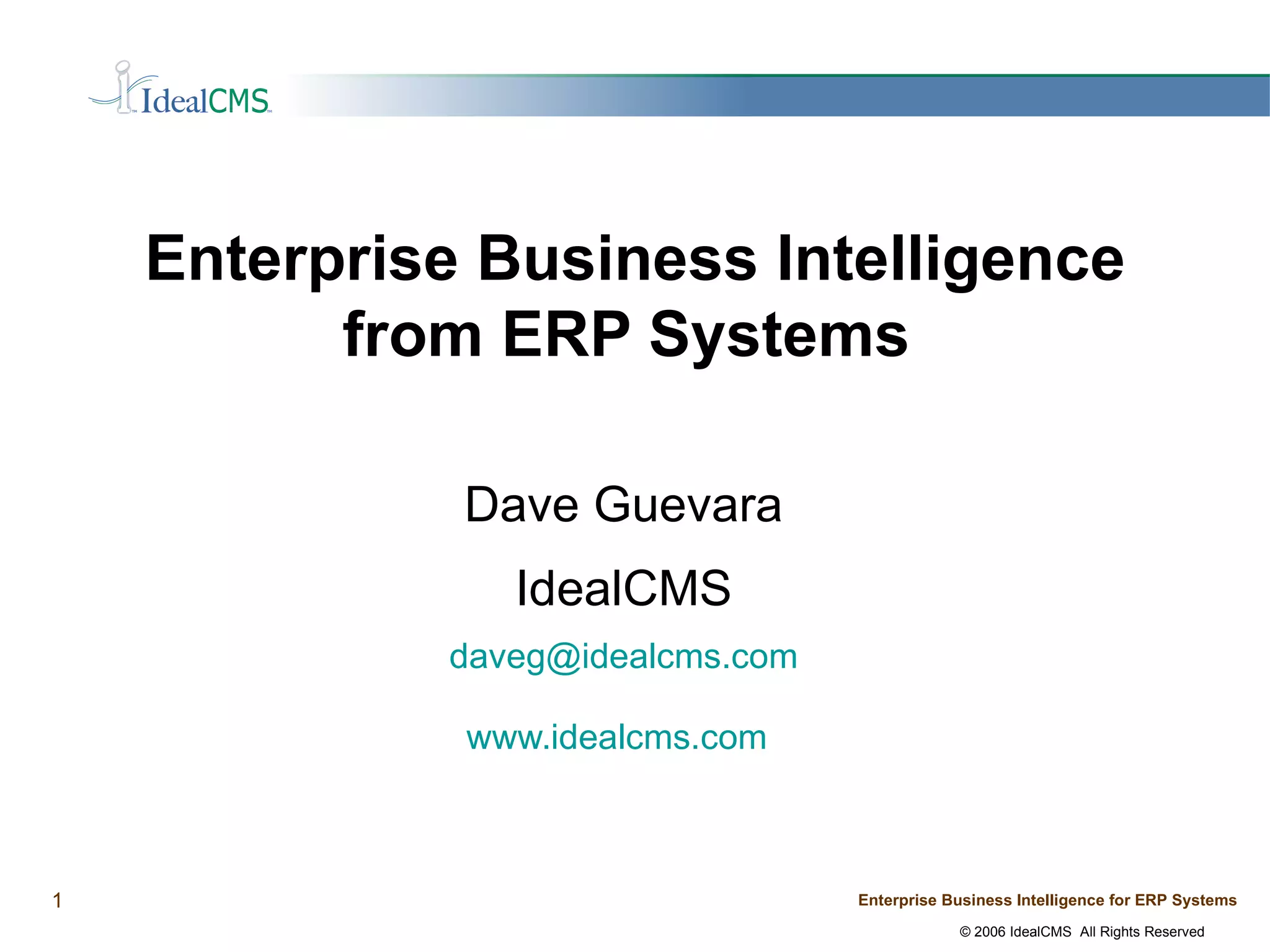 Enterprise Business Intelligence From Erp Systems V3 | PPT