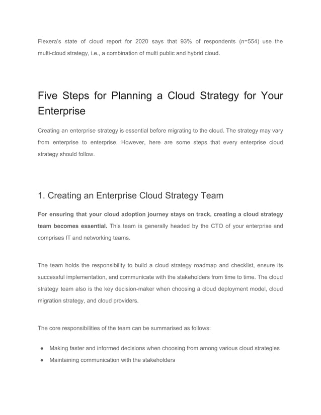 Enterprise Cloud Strategy - Facts, FAQs and Implementation Steps | PDF