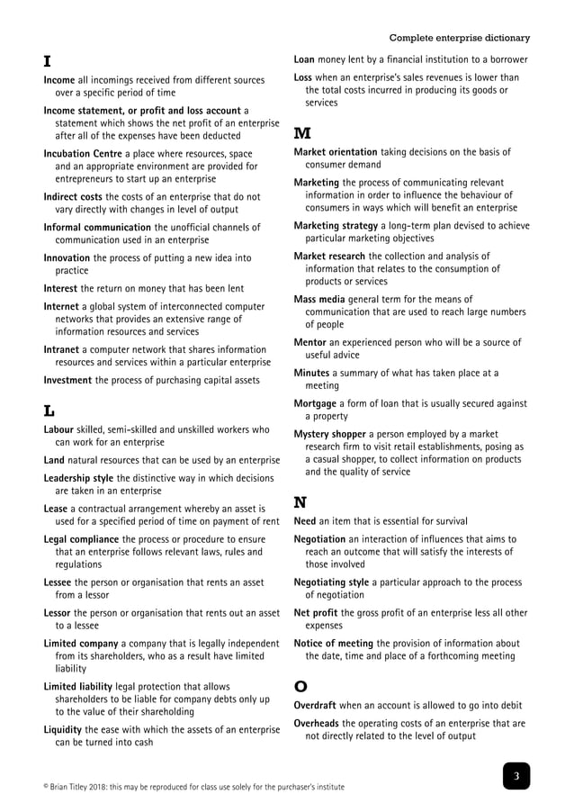 Enterprise Dictionary for New Business Young | PDF