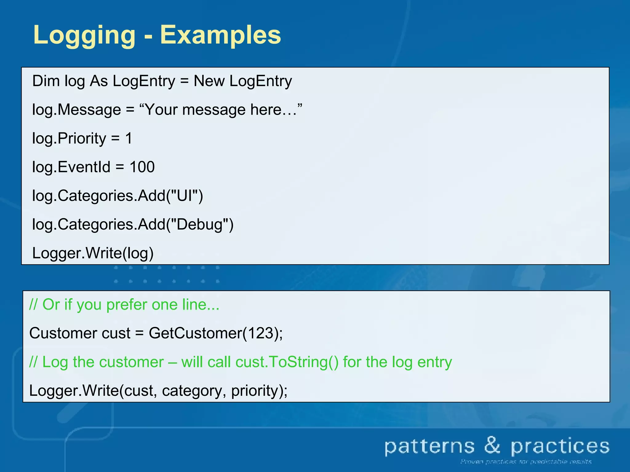 Enterprise Library 3.0 Overview | PPT