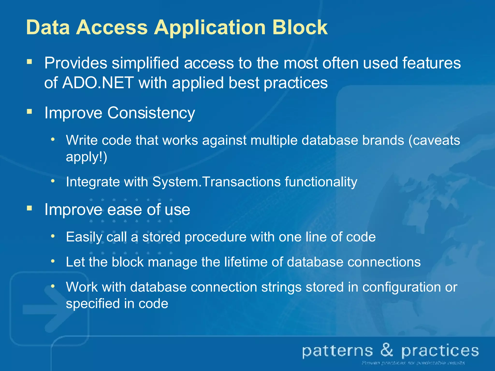 Enterprise Library 3.0 Overview | PPT | Databases | Computer Software and Applications