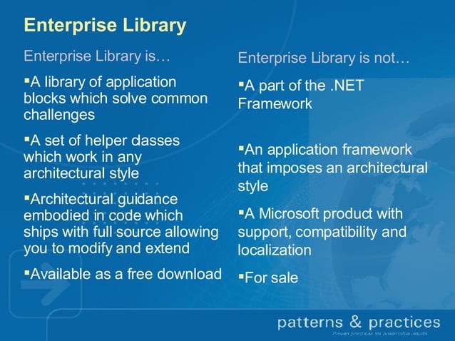 Enterprise Library 3.0 Overview | PPT