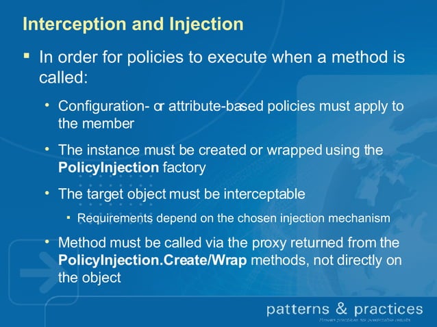 Enterprise Library 3.0 Policy Injection Applicatoin Block | PPT