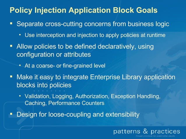 Enterprise Library 3.0 Policy Injection Applicatoin Block | PPT