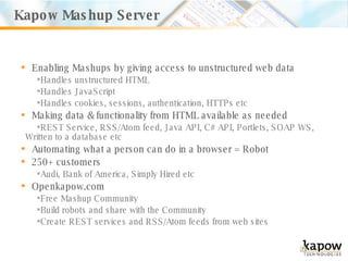 Enterprise Mashup Infrastructure Kapow Mashup Server | PPT