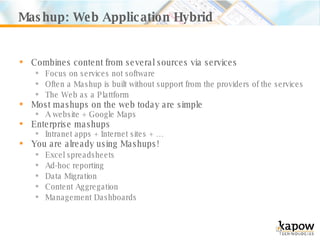 Enterprise Mashup Infrastructure Kapow Mashup Server | PPT