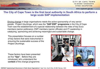 Enterprise Resource Planning (ERP) and Change in the City of Cape Town ...
